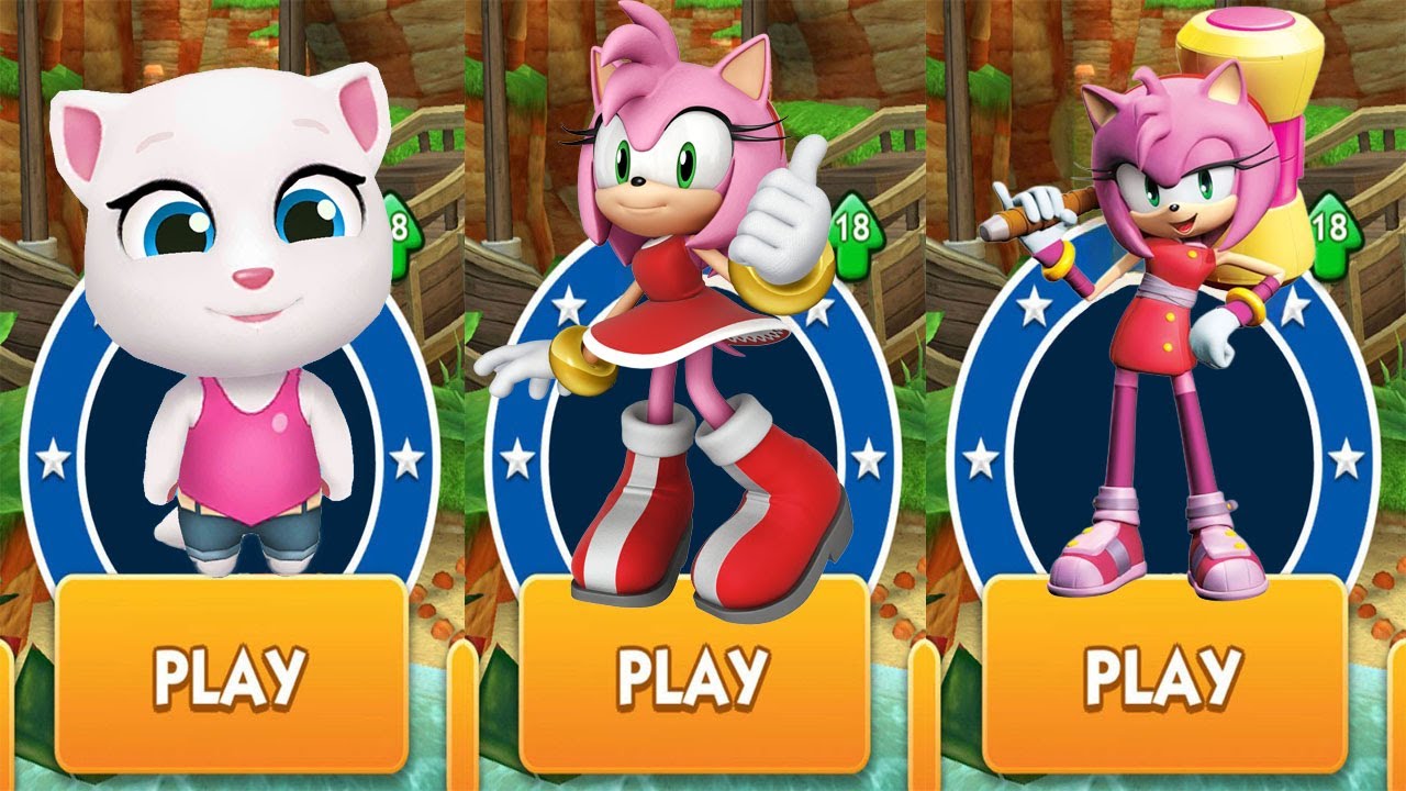 Amy Rose vs Talking Tom Gold Run - Talking Angela vs Sonic Dash2: Amy ...