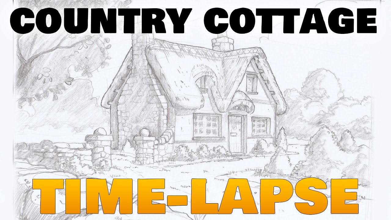 How to draw a country cottage time-lapse - YouTube
