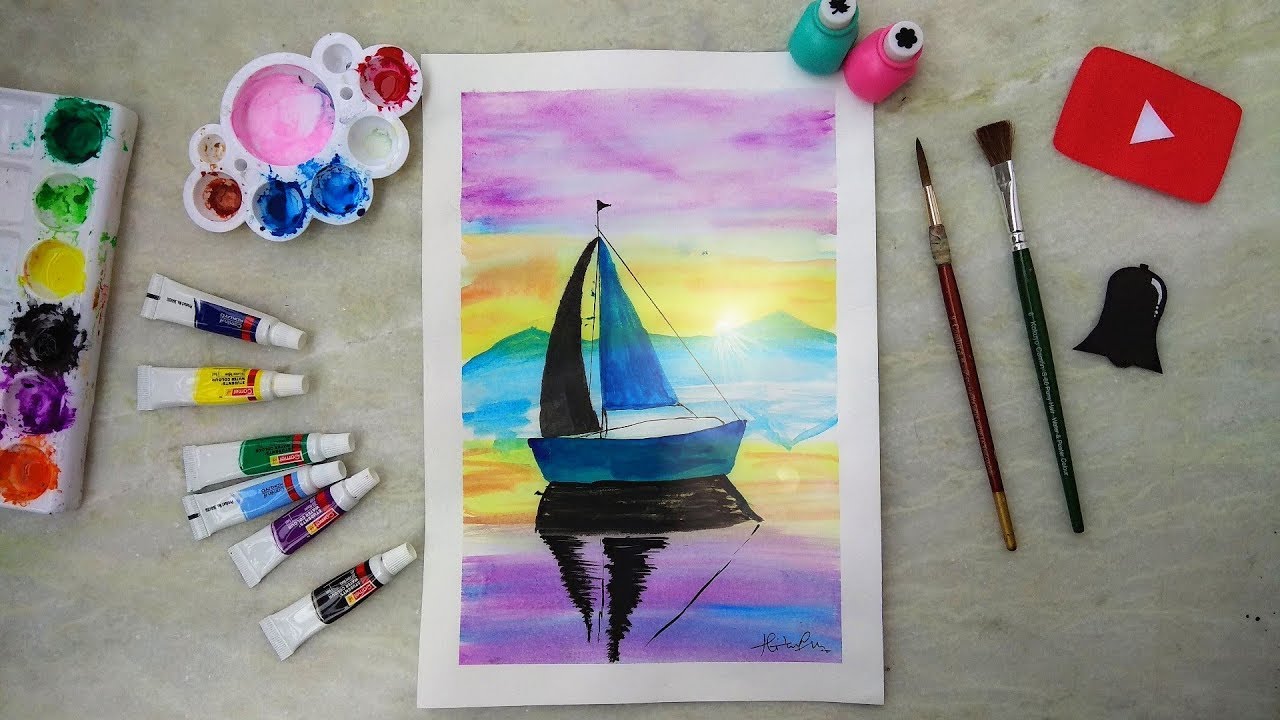 WATERCOLOUR PAINTING | WATERCOLOR BOAT | PAINTING TUTORIALS | ART ...