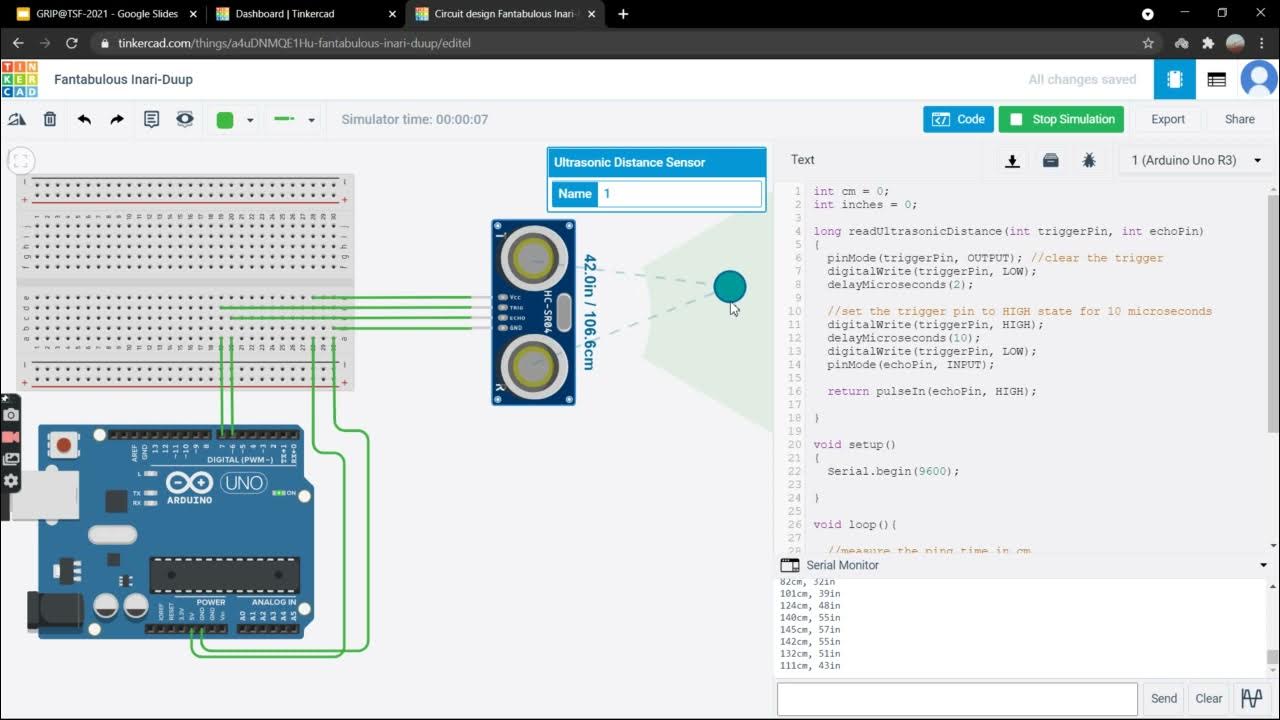 Ultrasonic distance sensor Using TinkerCad | Arduino | ESIOT - YouTube