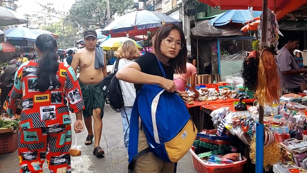 Myanmar Hledan Street Open Market Tour - YouTube