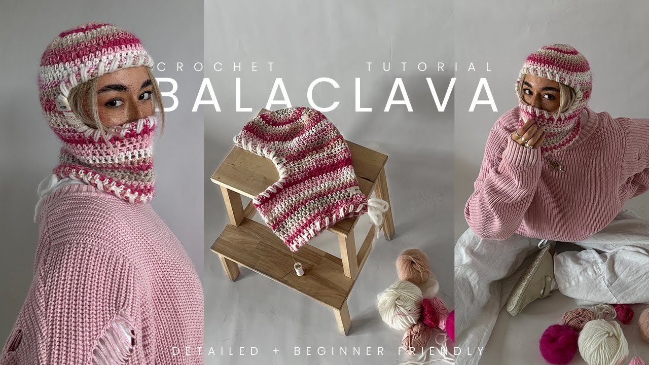 pink CROCHET BALACLAVA tutorial with leftover yarn | easy, beginner friendly, one stitch only ...