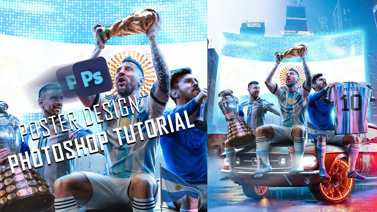 Make a distinctive Lionel Messi poster in Photoshop - YouTube