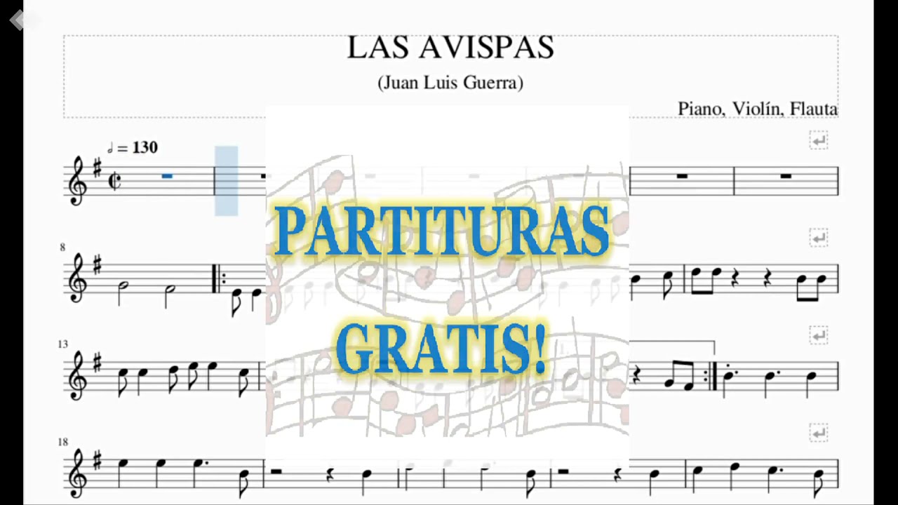 Las avispas - Juan Luis Guerra - Partitura para Piano, Violín, Flauta ...