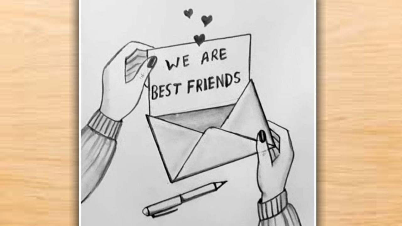 Best Friends Drawing Easy Step by Step | BFF Drawing | Pencil Drawing ...
