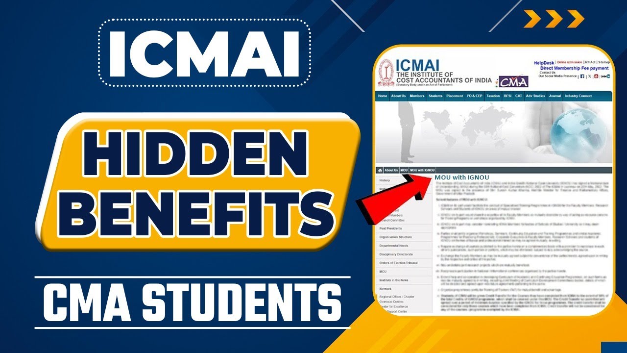 ICMAI Hidden Benefits for CMA | MOU with IGNOU | Explain 'MOU with ...