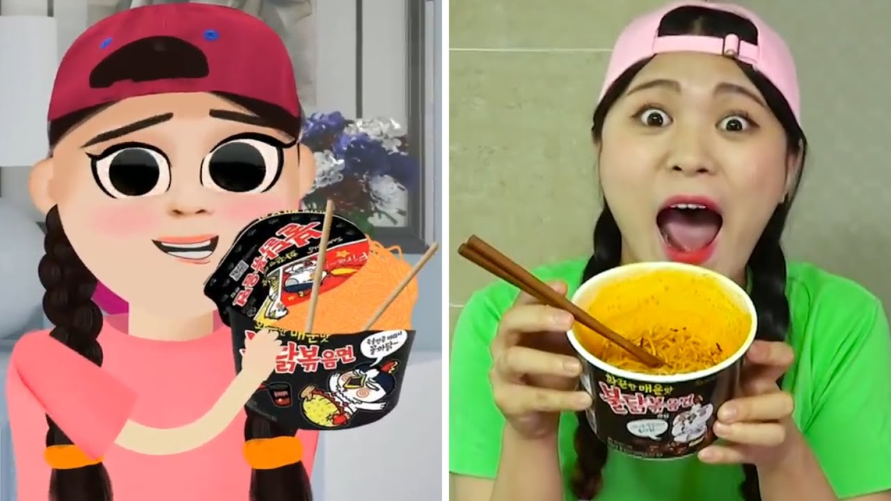 NEW COMPARE - 불닭볶음면 먹방 Mukbang Fire Spicy Noodle DONA 도나 VS DONA 도나 ...