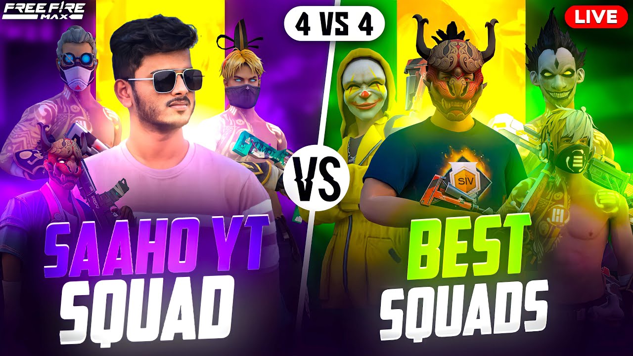 4 V 4 👑 SQUAD VS SQUAD 😍 || BEST SQUADS 🏆 || FREE FIRE LIVE TELUGU🔥# ...