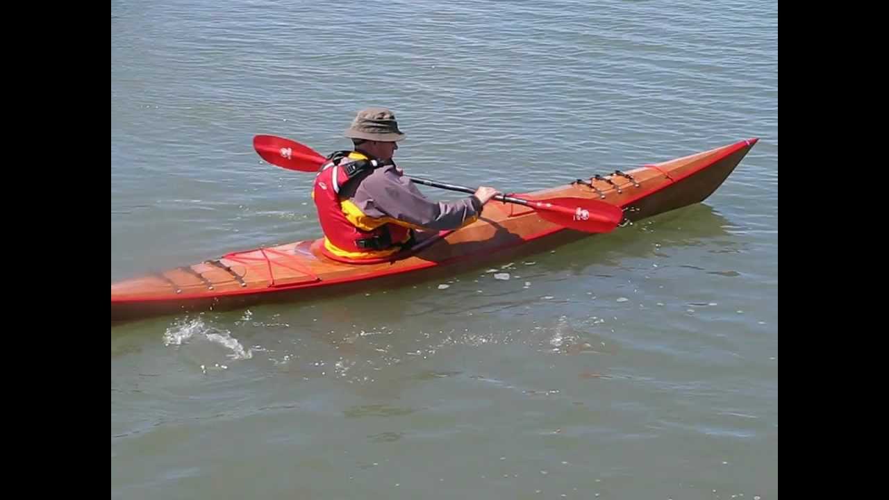Paul's first test drive of his Pygmy Pinguino 4PD kayak he built - YouTube
