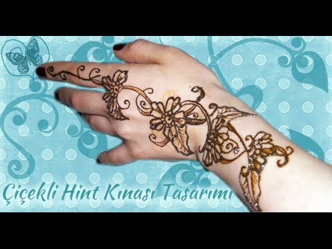 Hint kınasıyla çiçekli tasarim, LedunKinaTasarim