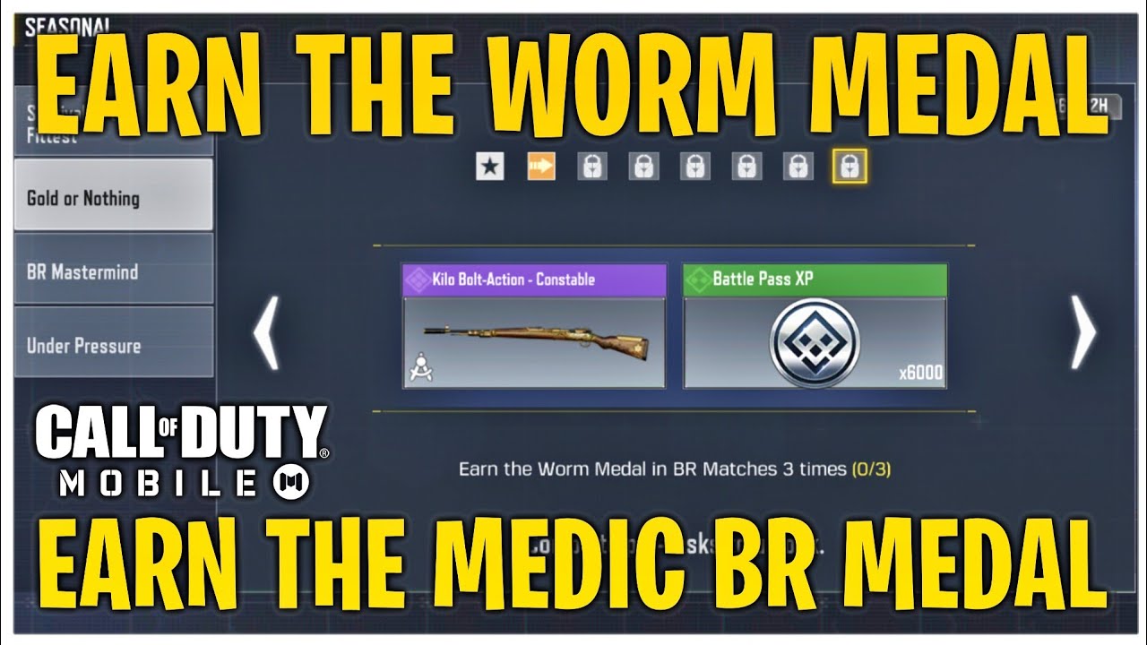 CODM! Earn The Worm Medal in BR Matches 3 Times! Earn The Medic BR ...
