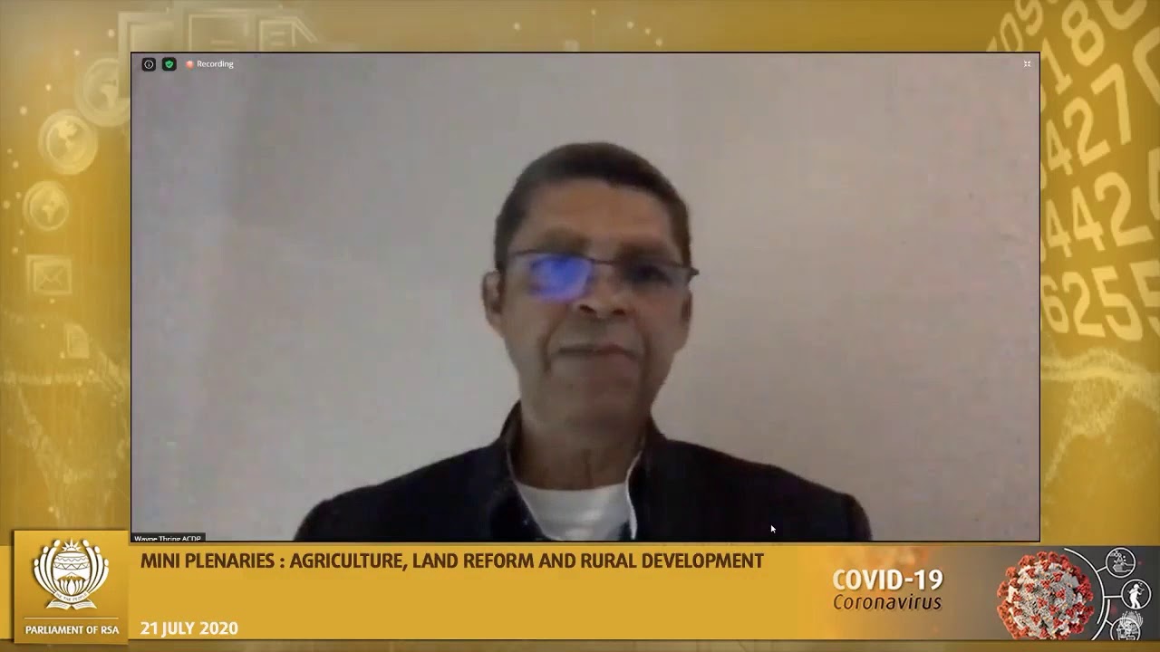 ACDP MP, Wayne Thring, Budget Vote 29 on Agriculture, Land Reform and ...