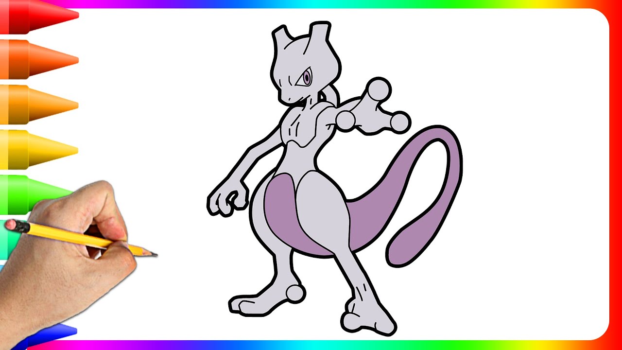 🎨 Draw Mewtwo from Pokémon! SUPER AWESOME & EASY! 😈 - YouTube