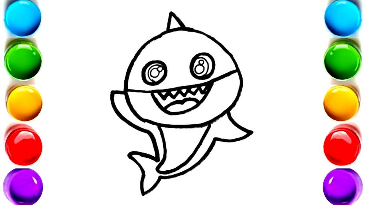 how to draw baby shark || easy drawing and coloring for kids - YouTube