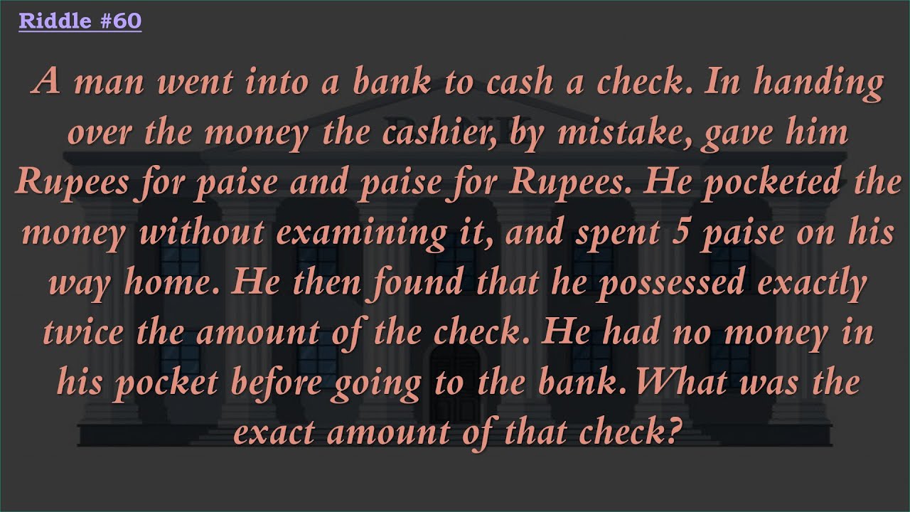 Concerning a Cheque Riddle || Henry Ernest Dudeney || Modern Puzzles ...