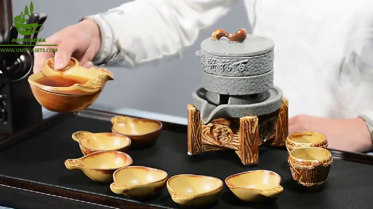 Chinese Stone Mill Automatic Tea Set - YouTube