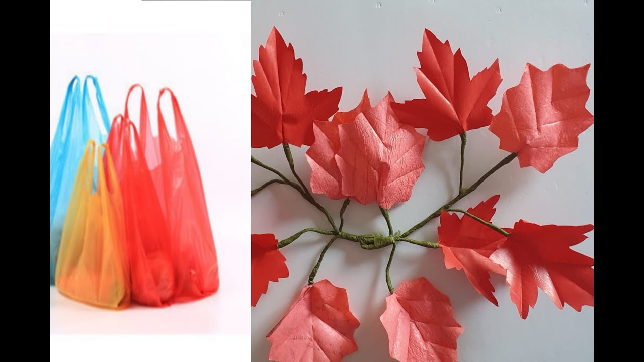 How to make Maple Leaf from Plastic Carry Bags | Autumn Home Decor ...