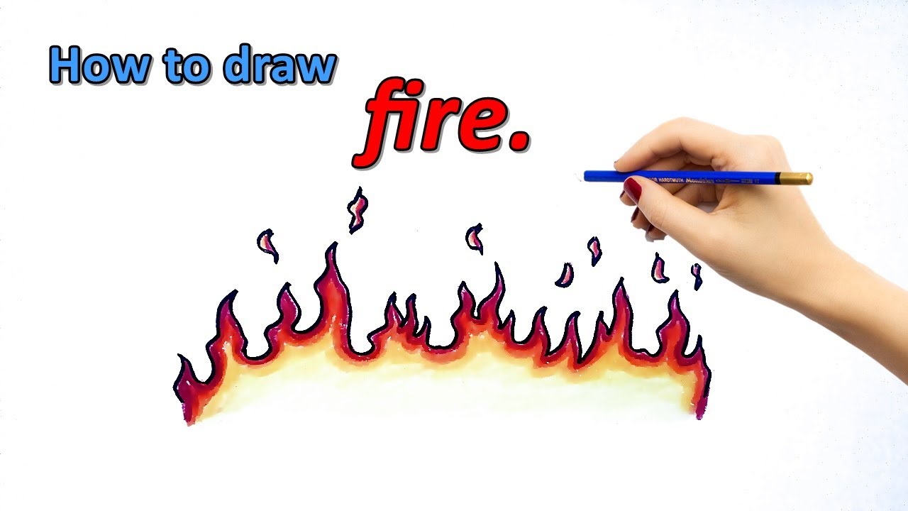 How to draw fire super easy. วาดภาพไฟง่ายๆ วาดกองไฟ - YouTube