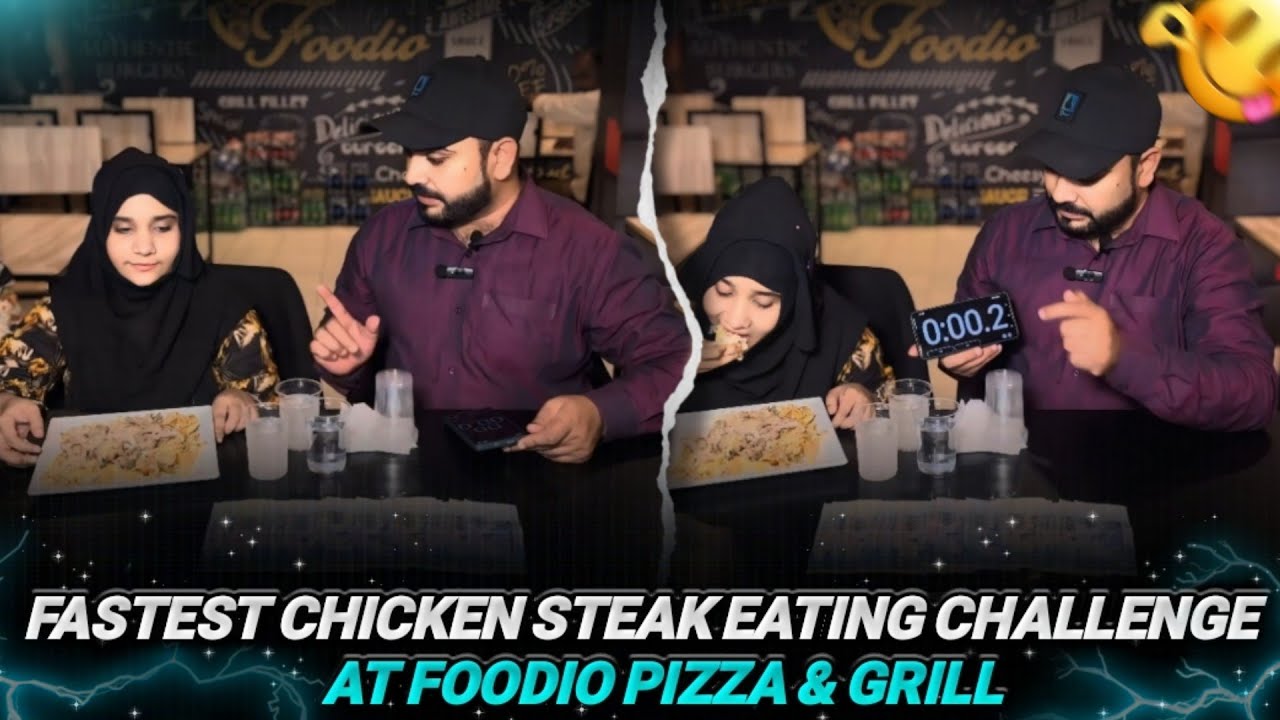 Fastest chicken steak eating challenge at Foodio - YouTube