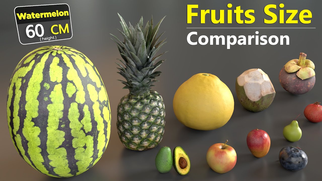 Different Fruits Size Comparison 3D YouTube