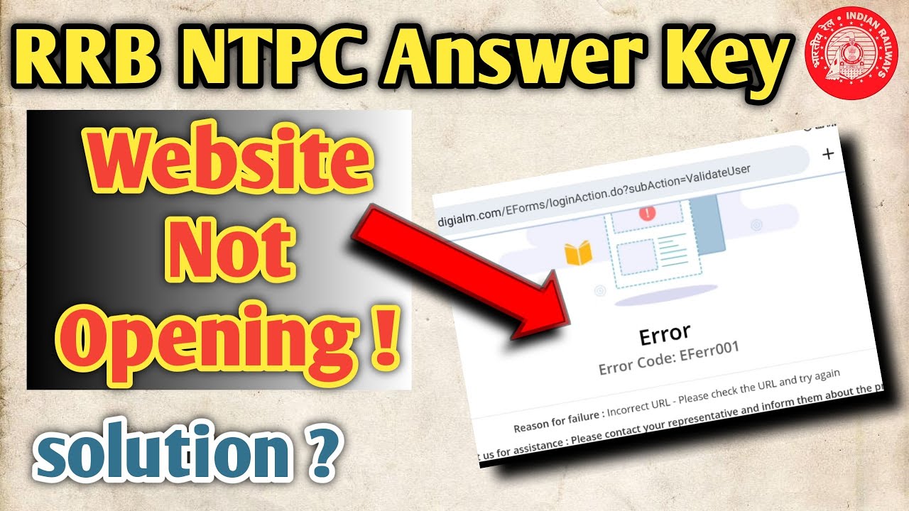 NTPC answer key website problem | rrb ntpc graduate posts answer key not opening - YouTube