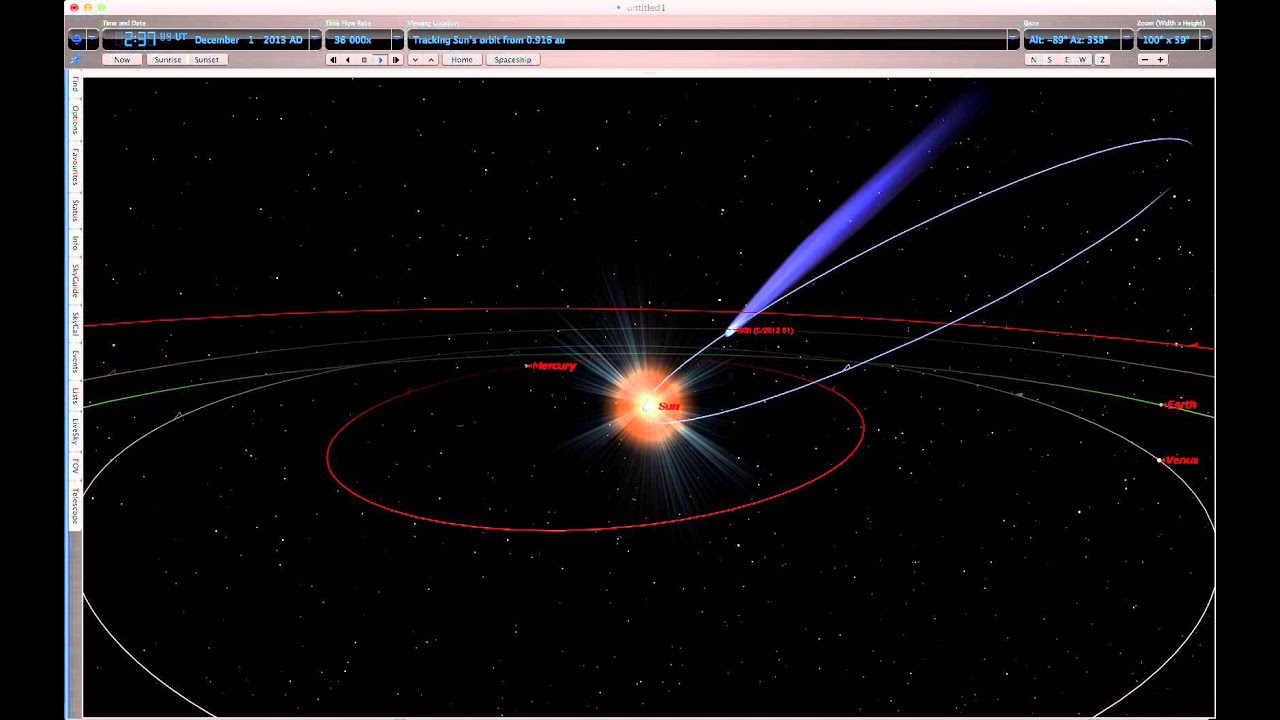 Comet ISON Starry Night Software (solar system wide angle) - YouTube