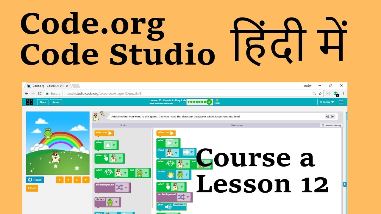 Code Studio Hindi - Course A Lesson 12 - YouTube