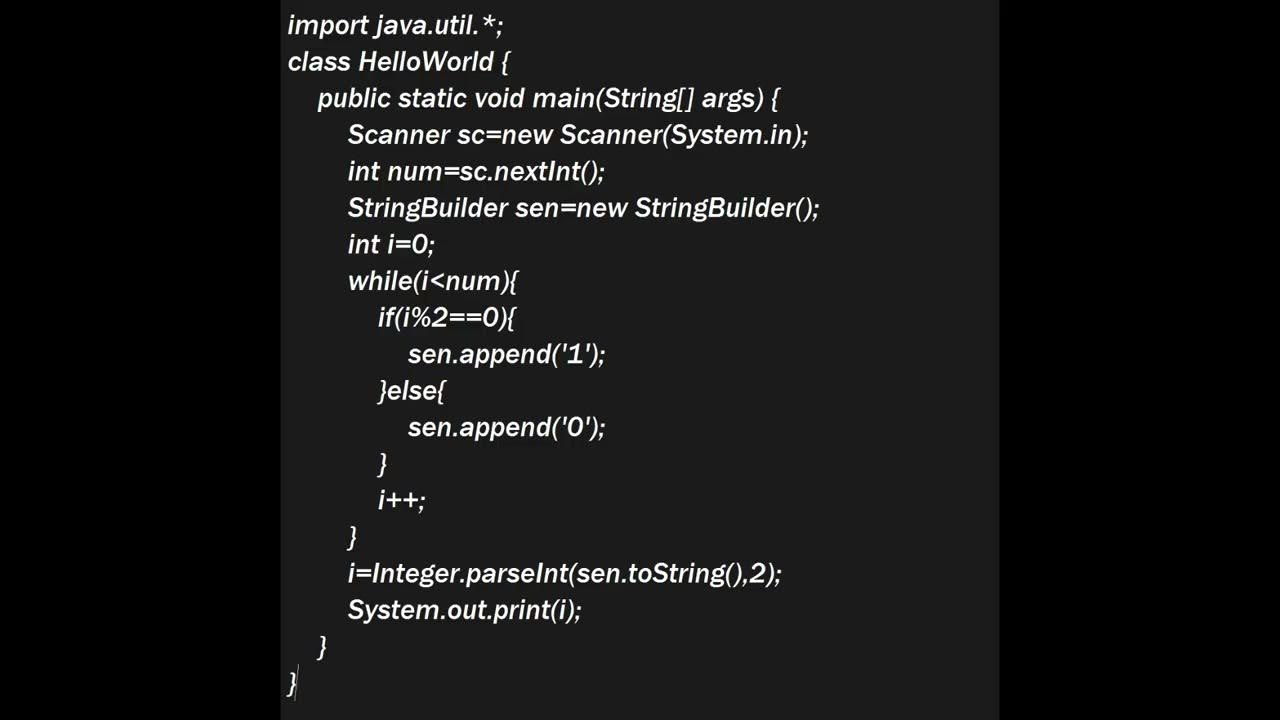 SkillRack - Daily Challenge - Alternate 1s and 0s - N Bits (Program Id: 9533) 25-11-23 - YouTube