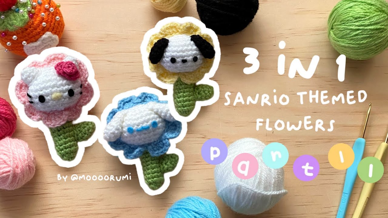 🌷💖 How to Crochet Sanrio Flowers | Beginner Friendly, Easy Crochet ...