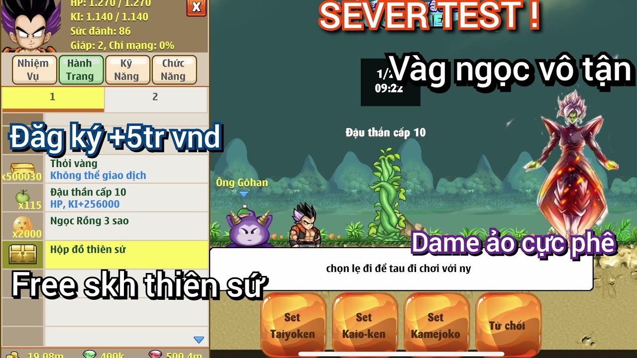 NRO LẬU|SERVE TEST TẠO TK TRÊN WEB NHẬN 5TR VND FREE SKH THIÊN SỨ VÀNG ...