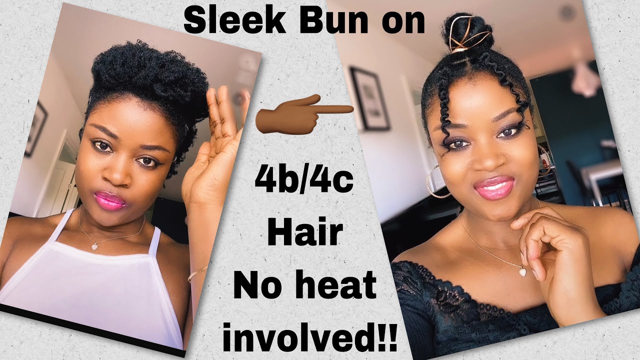 Sleek bun on 4b/4c natural Hair, natural Hair styles - YouTube