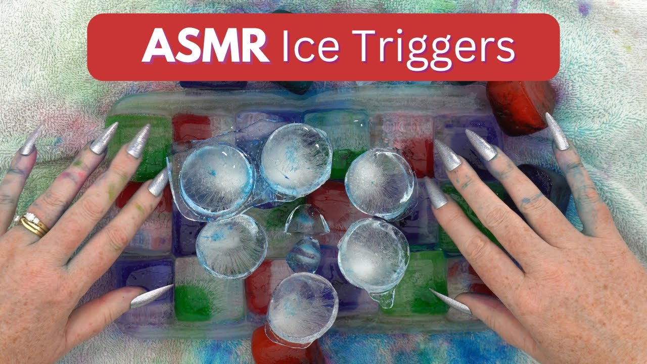 ASMR Coloured Ice Tapping & Scratching - Long Nails - No Talking - YouTube