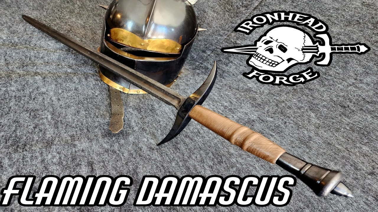 Give this Sword a Name! Flaming Damascus Sword, Two Hand Sword, Custom ...