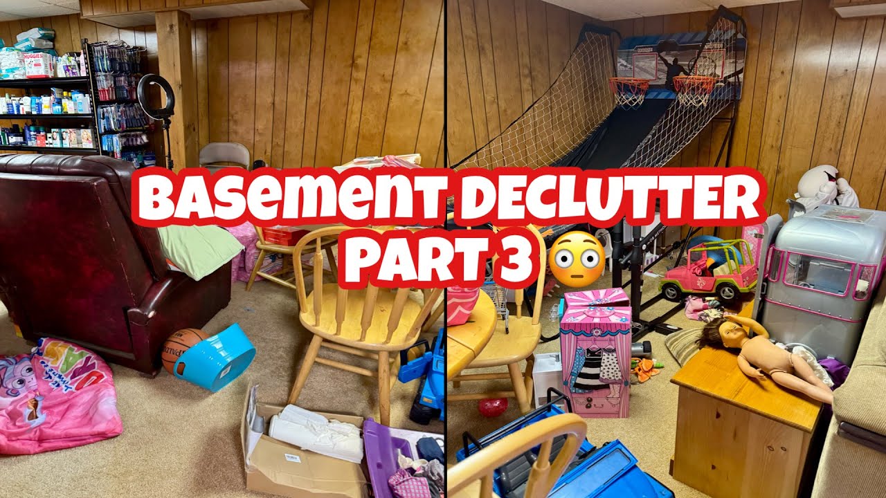 BASEMENT DECLUTTER/ Back in the basement to finish up decluttering and ...