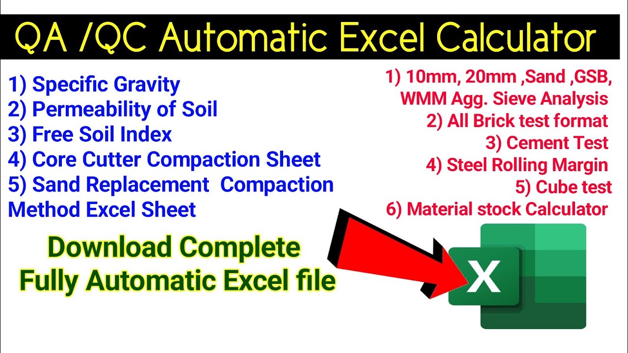 All QA/QC Automatic Excel Calculator format || soil , aggregate ...
