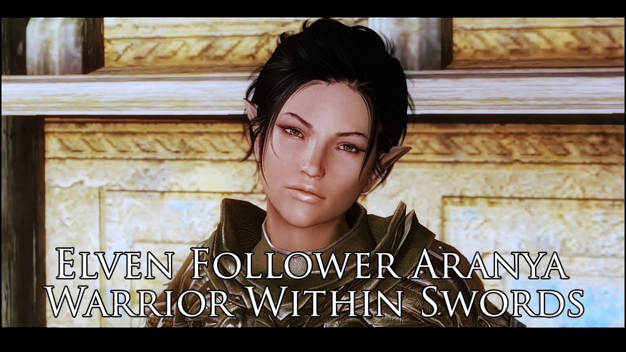 TES V - Skyrim: Elven Follower Aranya, Warrior Within Swords - YouTube