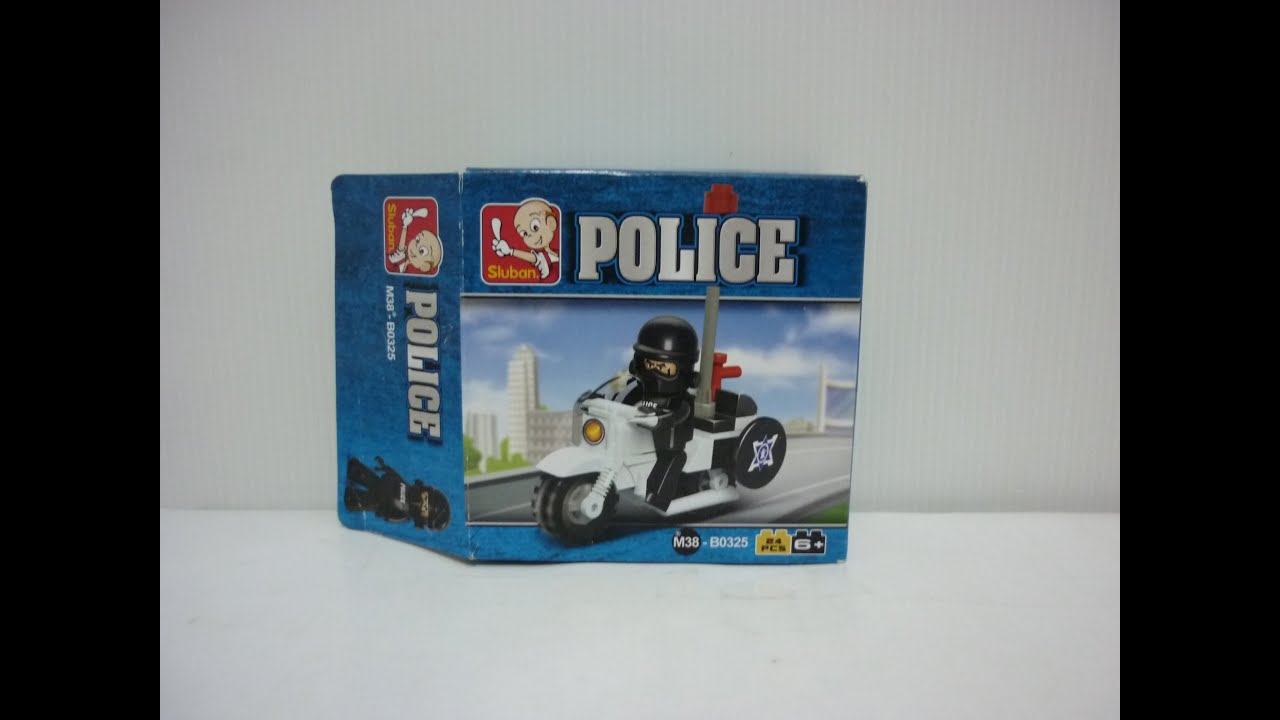 Sluban Lego Bootleg Mini Police Motorcycle set B0325 review - YouTube