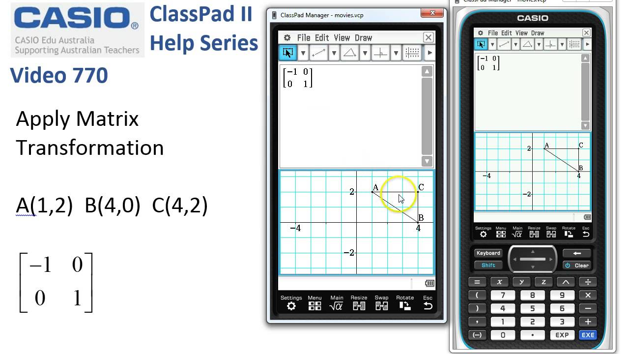 ClassPad Help 770 - Apply Matrix Transformation - YouTube