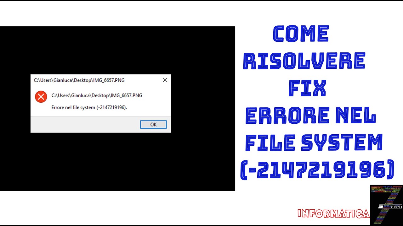 Come risolvere Fix errore nel file system 2147219196 - YouTube