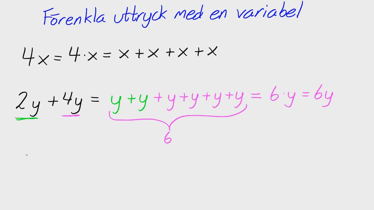 Åk 8 - Adam - Variabler och uttryck - Förenkla uttryck med en variabel ...