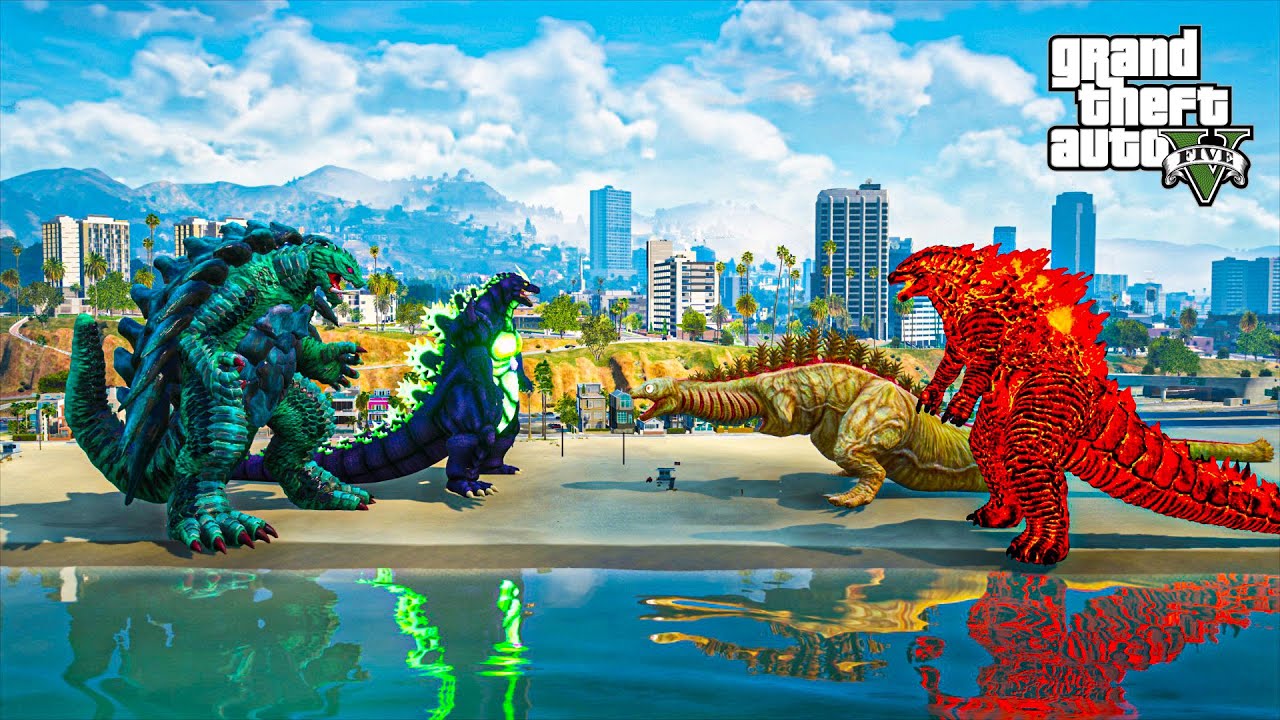 GTA 5 Mods - Thermo Godzilla Prime & Shin Godzilla 2nd vs Gamera ...