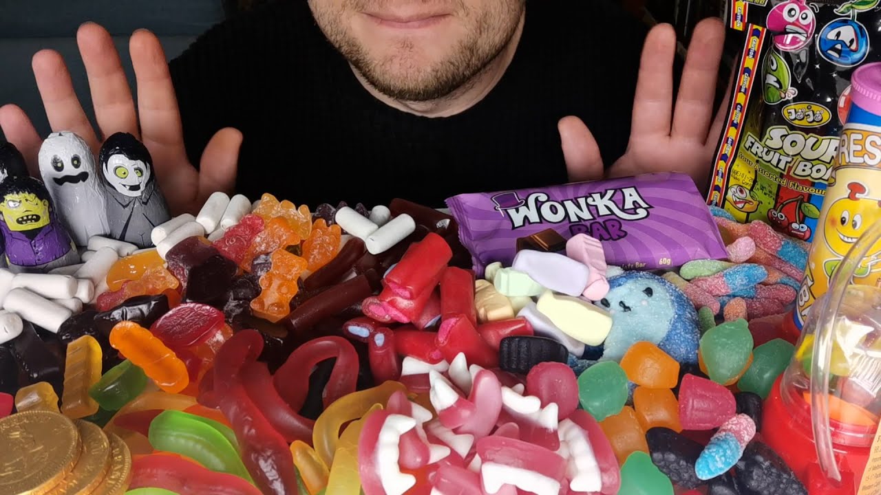 ASMR Candy - Gummy Snakes, Vampire Teeth & Chocolate Candy - ASMR ...