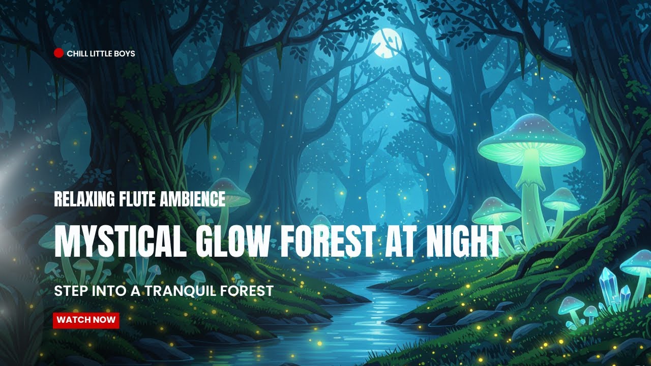 Mystical Glow Forest at Night 🌌 | Relaxing Flute & Nature Ambience for ...