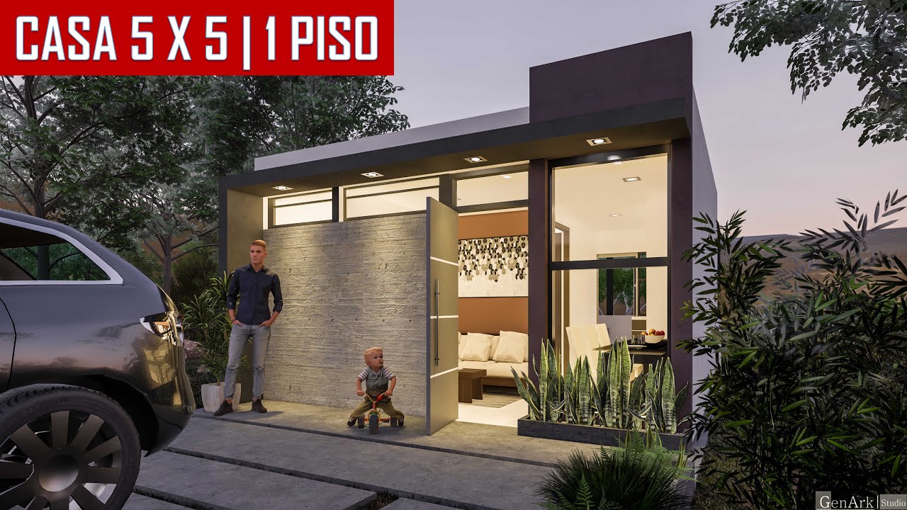Casa 5x5 metros / casa económica / Recorrido interior / Casa económica ...