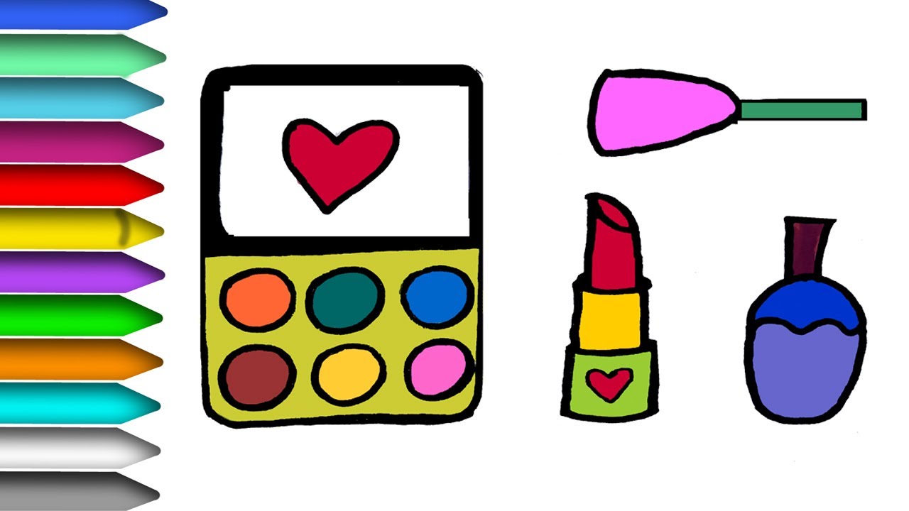 How to draw a Makeup kit easy way||Cute Makeup kit coloring and step by ...