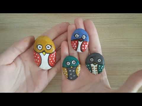 Taş boyama baykuş çizimi (owl)