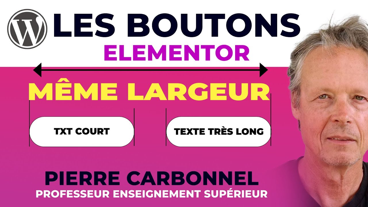 BOUTONS ELEMENTOR A LA MEME LARGEUR - YouTube