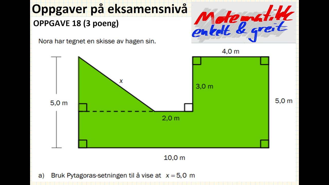 d1o18 - Geometri - Sammensatt oppgave - Pytagoras - YouTube