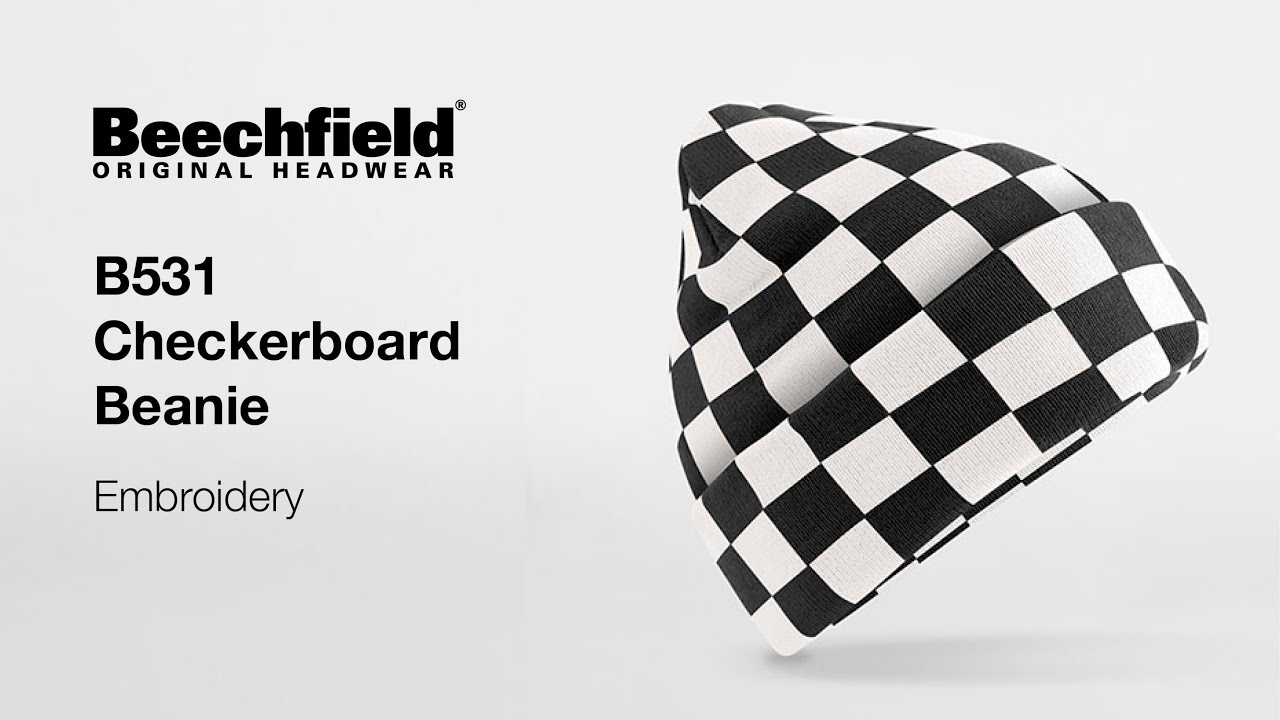 How to Embroider B531 Checkerboard Beanie - YouTube