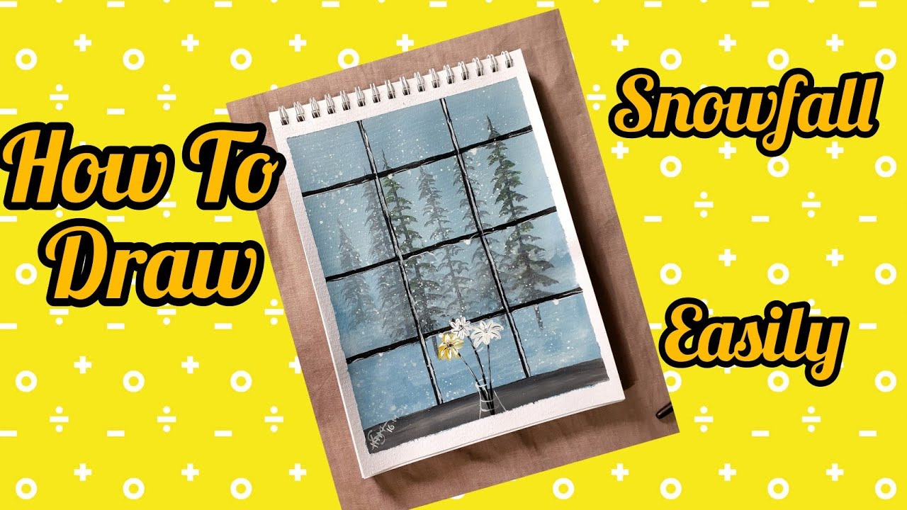 Easy Winter Snowfall Scenery Drawing for Beginners Step by Step ...